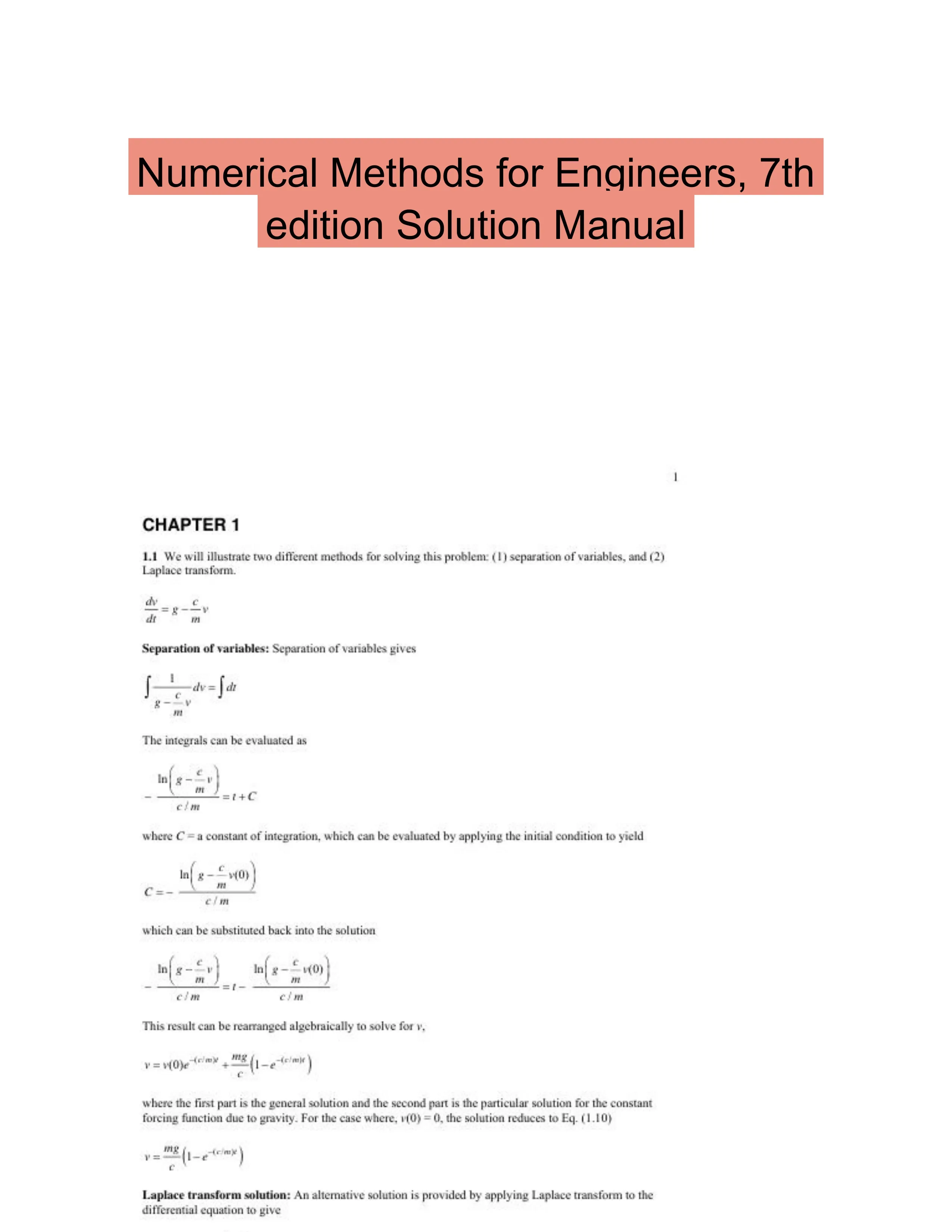 Numerical Methods For Engineers 7th Edition Solution Manual Textbook Guides Engineering