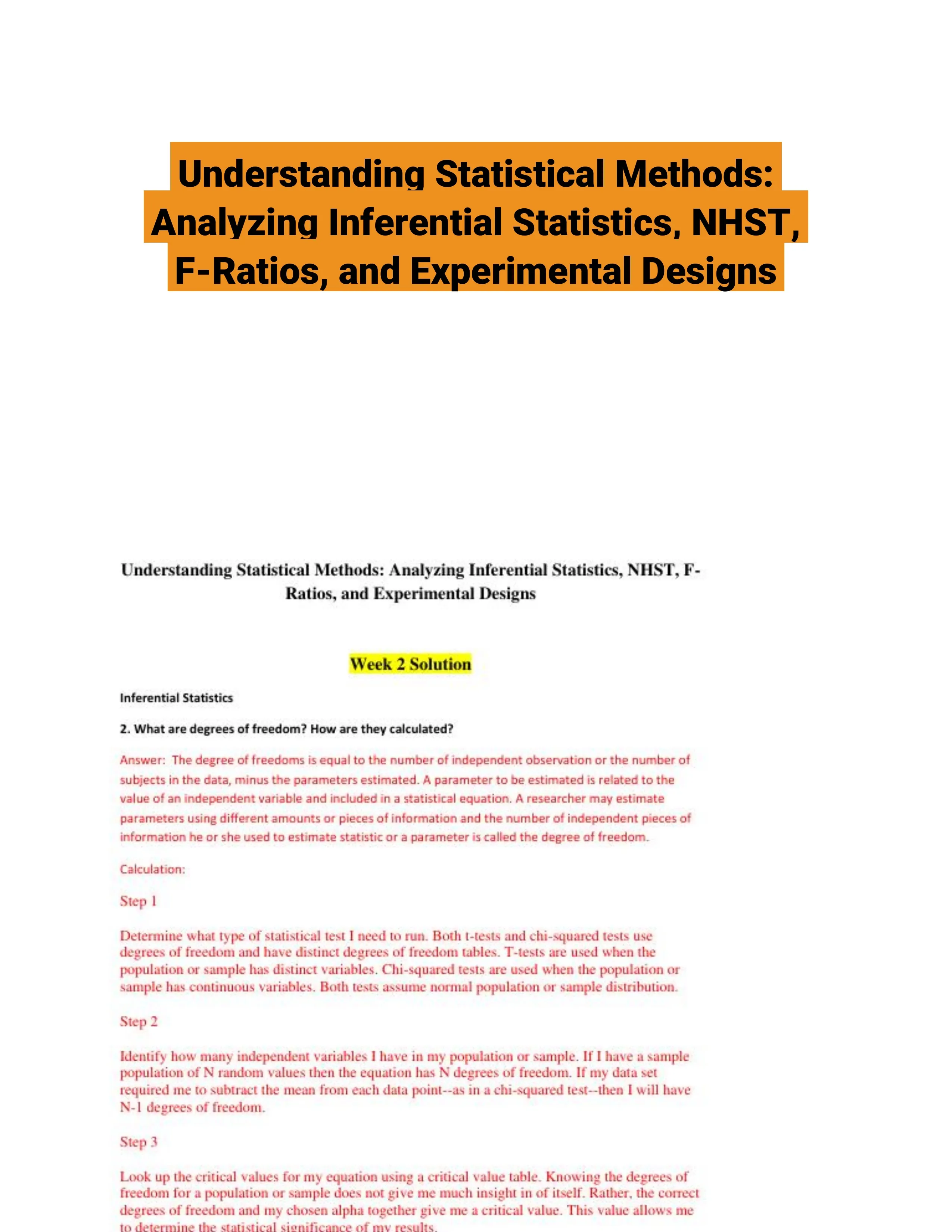 Understanding Statistical Methods: Analyzing Inferential Statistics, NHST, F-Ratios, and ...
