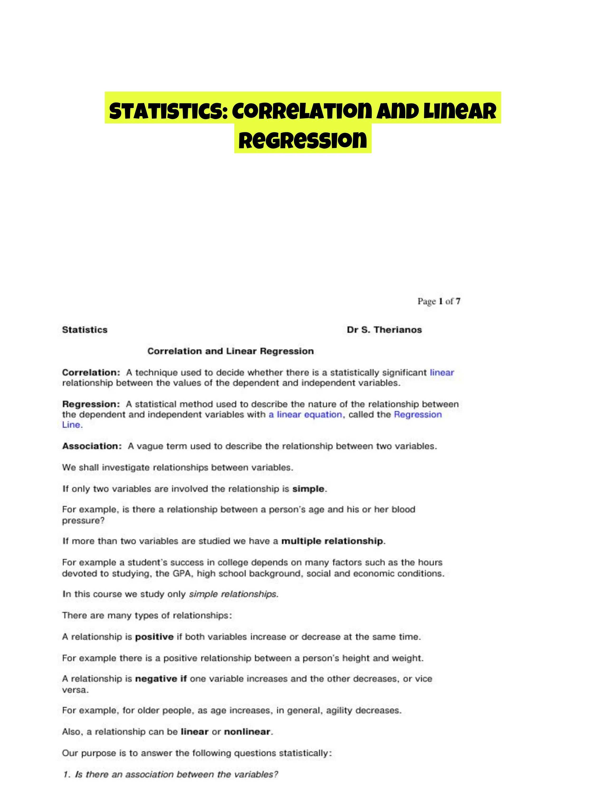 Statistics Correlation And Linear Regression Solved Assignments 2430