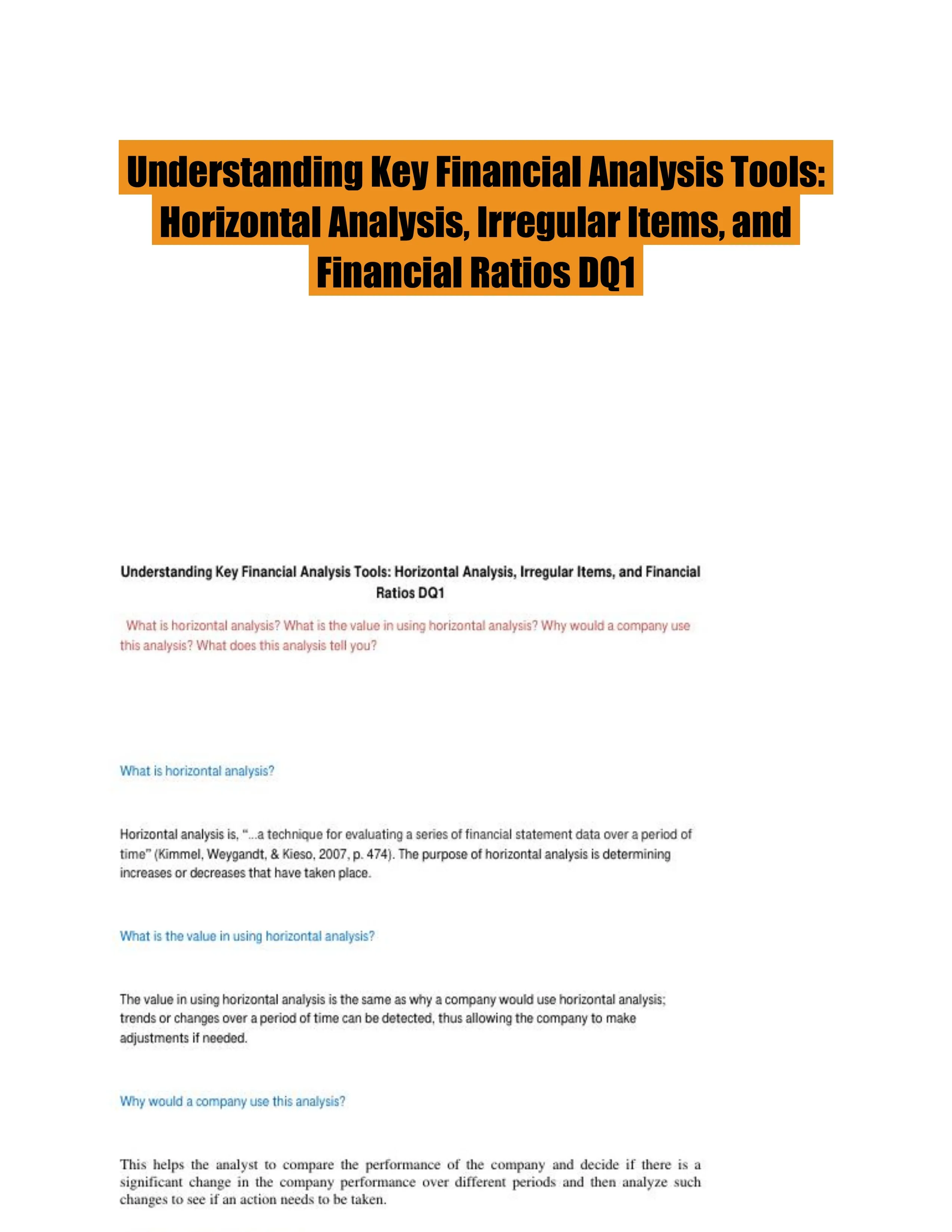 Understanding Key Financial Analysis Tools: Horizontal Analysis, Irregular Items, and Financial ...