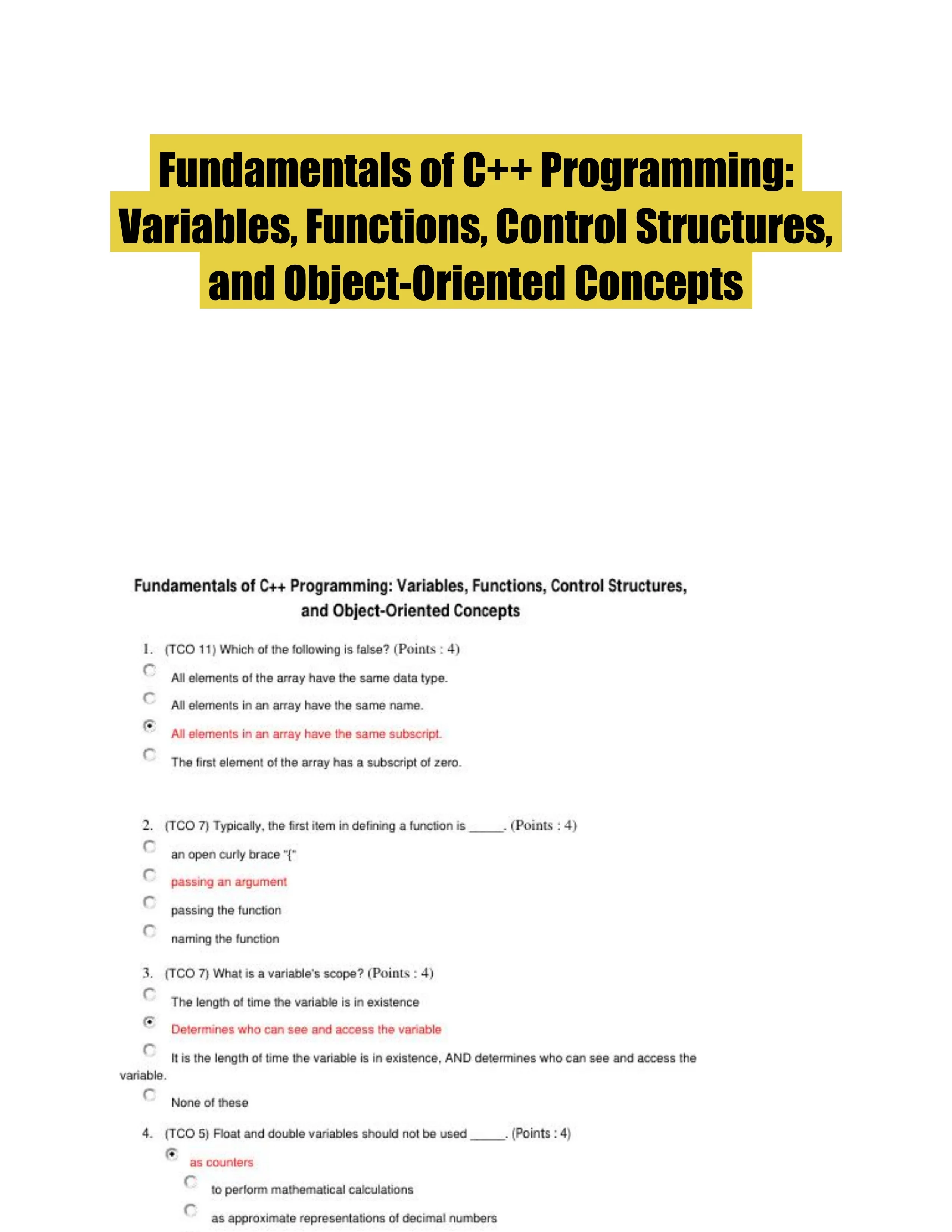 Fundamentals of C++ Programming: Variables, Functions, Control Structures, and Object-Oriented ...