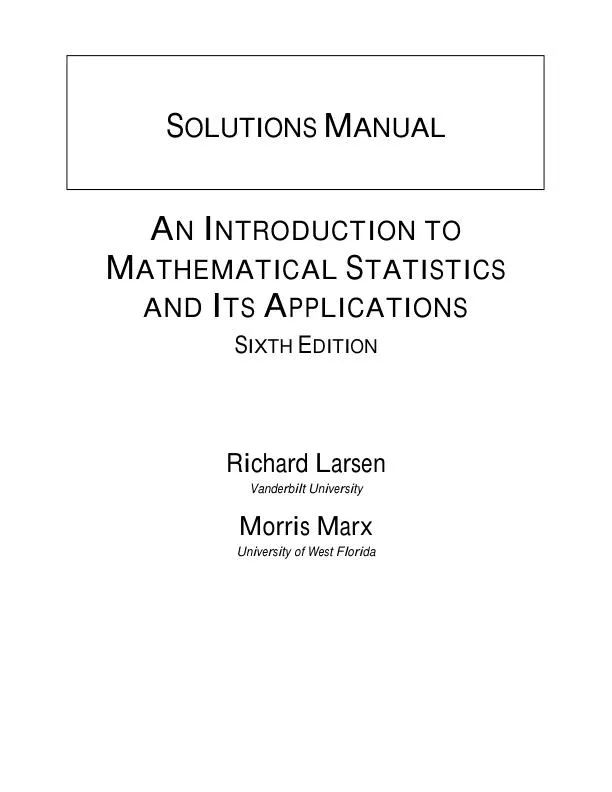 Solution Manual for An Introduction to Mathematical Statistics and Its Applications, 6th Edition ...